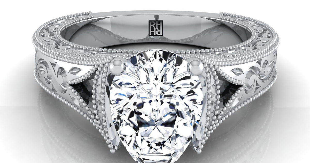 Janis hand-engraved milgrain vintage solitaire | Platinum | RockHer
