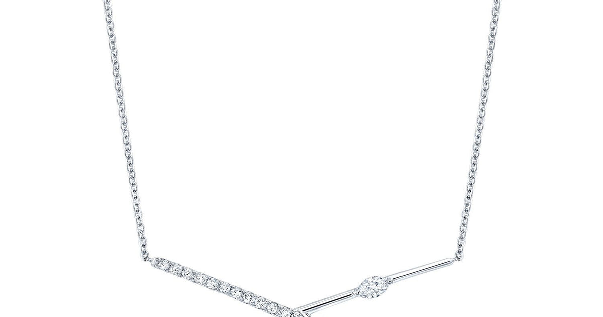 Diamond Melded Bars Necklace In 14k White Gold (1/3 Ct.tw.)